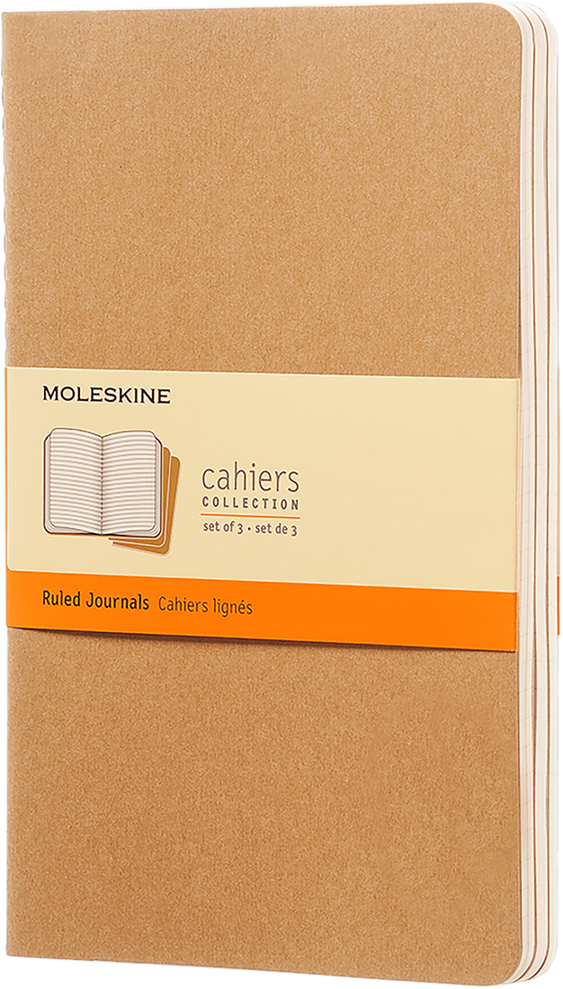 MOLESKINE CAHIER JOURNALS - LARGE KRAFT BROWN RULED (SÆT M. 3 STK ...