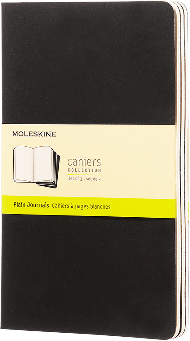 MOLESKINE CAHIER JOURNALS - LARGE BLACK PLAIN (SÆT M. 3 STK ...